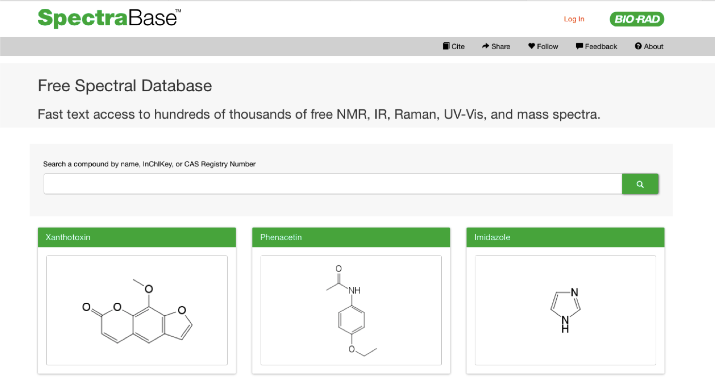 免费的有机化合物的光谱数据库 SpectraBase | 化学空间 Chem-Station