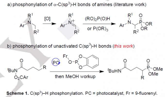 Angew：光诱导酰胺的远程C(sp3)–H膦酰化反应方法学 | 化学空间 Chem-Station