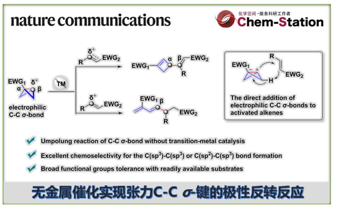 Nat. Commun.：无金属催化实现张力C–C σ-键的极性反转反应 | 化学空间 Chem-Station