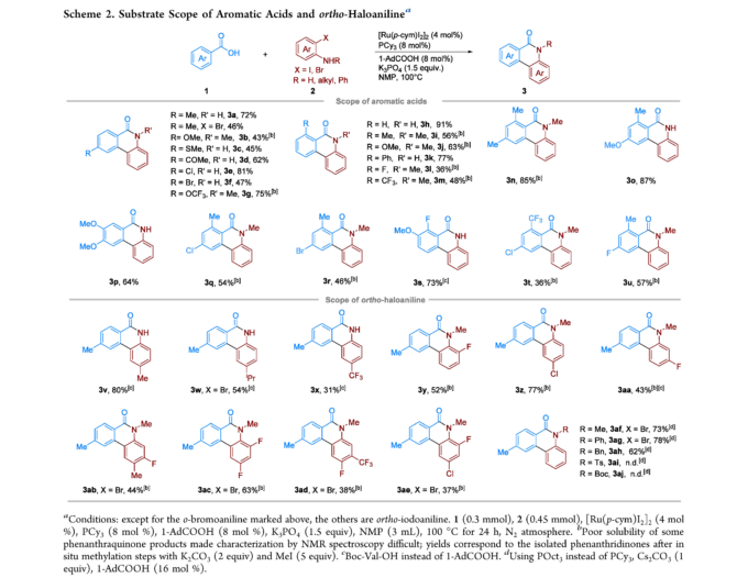 Org. Lett.：钌催化邻卤代芳胺与芳香族羧酸的C−H芳基化反应 | 化学空间 Chem-Station