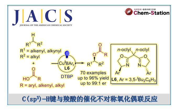 JACS：C(sp3)−H键与羧酸的催化不对称氧化偶联反应 | 化学空间 Chem-Station