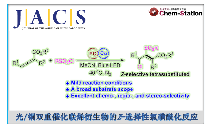 JACS：光/铜双重催化联烯衍生物的Z-选择性氯磺酰化反应 | 化学空间 Chem-Station